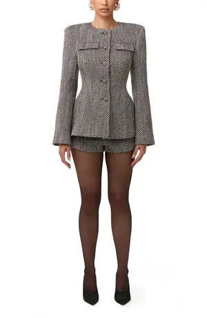 Naked Wardrobe Herringbone Wool Blend Blazer