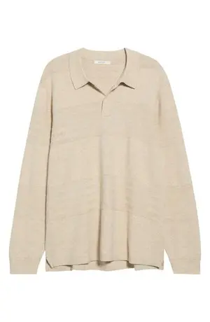 Marine Layer Rugby Cotton Blend Polo Sweater - Driftwood