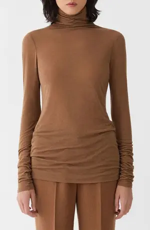 Lafayette 148 New York Fitted Funnel Neck Sweater - Vicuna