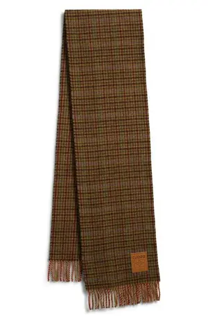 GANNI Mini Check Plaid Wool Scarf