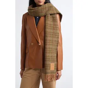 GANNI Mini Check Plaid Wool Scarf - Multicolour