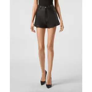 Philipp Plein Leather Shorts - Black