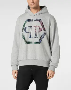 Philipp Plein Hoodie Sweatshirt Ls Strass Hexagon - Grey