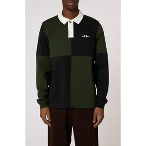 Paul Smith Colorblock Long Sleeve Polo - Black