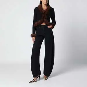 ROTATE BY BIRGER CHRISTENSEN Draped Barrel Leg Denim Jeans