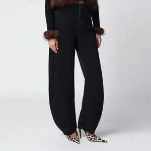 ROTATE BY BIRGER CHRISTENSEN Draped Barrel Leg Denim Jeans