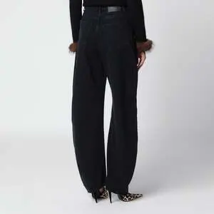 ROTATE BY BIRGER CHRISTENSEN Draped Barrel Leg Denim Jeans