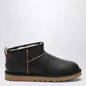 UGG Classic Ultra Mini Contrast Leather Boots - Black