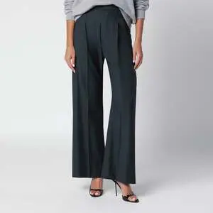 Victoria Beckham Ethel Trousers In Swamp Virgin Wool - Green