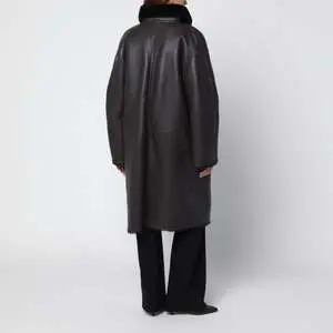 TOTEME Oversized Dark Sheepskin Coat