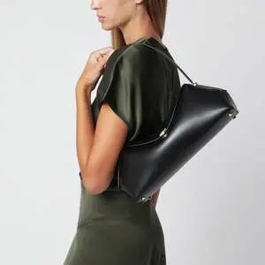 TOTEME T-lock Leather Shoulder Bag - Black