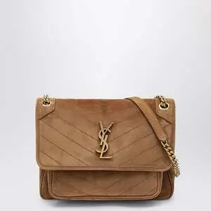 Saint Laurent Niki Medium Cognac Caramel Suede Bag - Orange