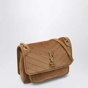 Saint Laurent Niki Medium Cognac Caramel Suede Bag - Orange