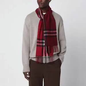 Burberry Cashmere Scarf With Faded Check Pattern - Red