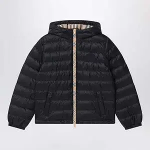 Burberry Nylon Down Jacket With Check Details