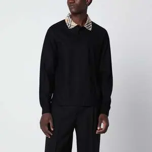 Burberry Long-sleeved Cotton Polo Shirt - Black