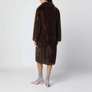 SWORD 6644 Dark Faux Fur Coat
