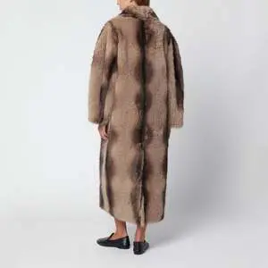 SWORD 6644 Long Shaded Brown Faux Fur Coat