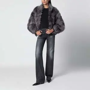 SWORD 6644 Cropped Shaded Faux Fur Jacket