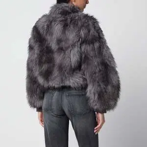 SWORD 6644 Cropped Shaded Faux Fur Jacket