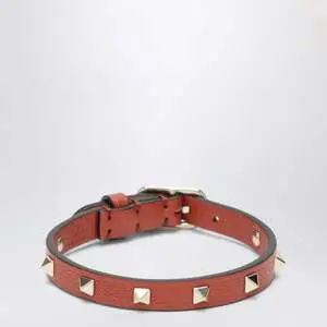 Valentino Garavani Poppy Rockstud Leather Bracelet - Red