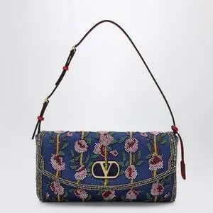 Valentino Garavani Vlogo Signature Bag With Beaded Embroidery - Blue