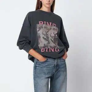ANINE BING Washed Miles Tiger Bing Cotton Sweatshirt - Black