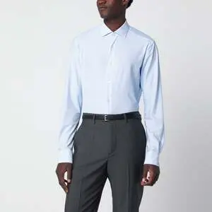 XACUS White Striped Active Twill Shirt - Light Blue