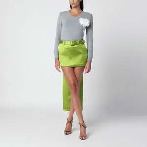 SELF-PORTRAIT Satin Miniskirt With Bow