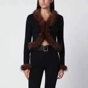 SELF-PORTRAIT Knitted Cardigan With Faux Fur