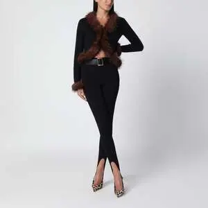 SELF-PORTRAIT Knitted Cardigan With Faux Fur
