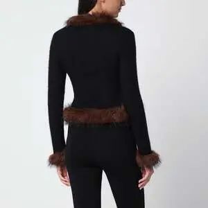 SELF-PORTRAIT Knitted Cardigan With Faux Fur