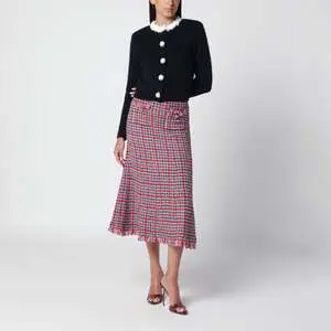 SELF-PORTRAIT Navy Alpaca Sweater With Flowers