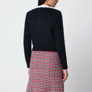 SELF-PORTRAIT Navy Alpaca Sweater With Flowers