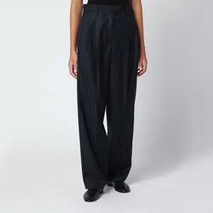 Givenchy Navy Pinstripe Wool Trousers - Blue