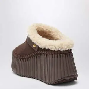 Chloé Nama Suede Wedge Mules