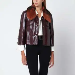 Chloé Dark Cropped Jacket In Patent Leather - Purple