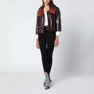 Chloé Dark Cropped Jacket In Patent Leather