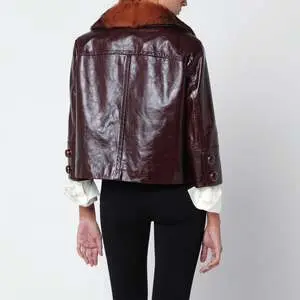 Chloé Dark Cropped Jacket In Patent Leather