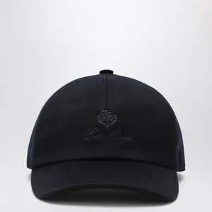 Loro Piana Navy Cashmere Baseball Cap - Blue