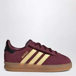 ADIDAS ORIGINALS Gazelle Indoor Comfort Closure Elastic Lace Sneakers In Burgundy / Light Yellow - Brown