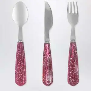 KONGES SLØJD Sparkling Sangria Glitter Stainless Steel Cutlery - Red