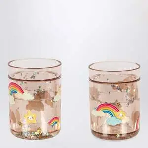 KONGES SLØJD Pack Of 2 Rainbow Glitter Glasses - Pink