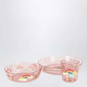 KONGES SLØJD Sparkly Rainbow Dinner Set In Pctg - Pink