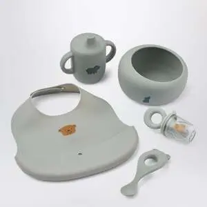 LIEWOOD Blue Mileah Silicone Feeding Set - Light Blue