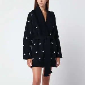Alanui Echoes Of The Bandana Navy Wool Cardigan - Blue