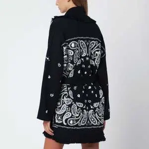 Alanui Echoes Of The Bandana Navy Wool Cardigan - Blue