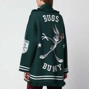 Alanui Forest Wool Cardigan With Bugs Bunny And Sylvester