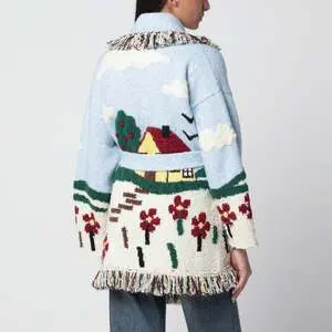 Alanui Casa Light Blue Wool-blend Cardigan