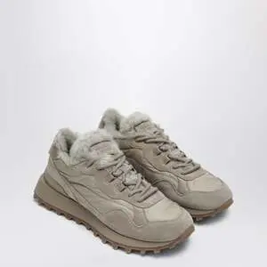 Brunello Cucinelli Runners Ice Sneakers In Suede And Techno Cotton